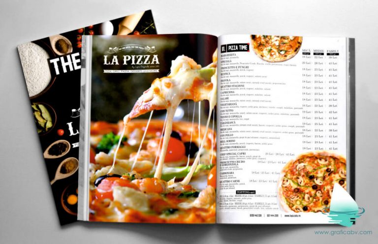 Meniu Restaurant Taverna Stejarul, Design meniu, Grafica meniuri